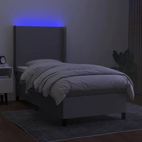 Box spring postel s matrací a LED světle šedá 100x200 cm textil 3138133