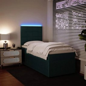 Box spring postel s matrací tmavě zelená 80 x 200 cm samet 3294493