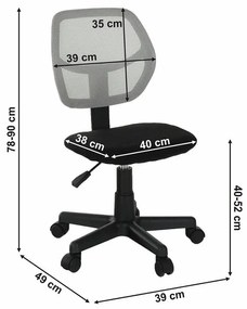 Tempo Kondela Dětská židle MESH, šedá/černá