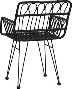 Zahradní židle 2 ks s područkami černé 56 x 64 x 80 cm PE ratan 319427