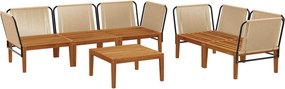6 ks Masivní akáciové dřevo a provaz Přírodní 3407777