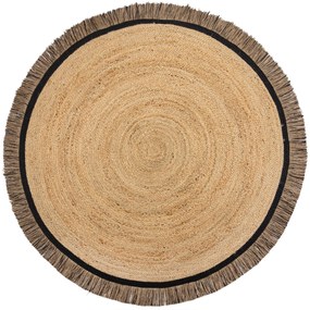 Flair Rugs, Kusový koberec Kahana Black kruh, 180x180 (průměr) kruh, béžová, chodba / předsíň