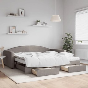 Válenda s přistýlkou a zásuvkami taupe 100 x 200 cm textil 3197250