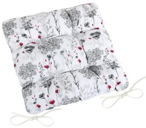 Bellatex Sedák DITA prošívaný 40x40 cm Větvička šedá, červená, bílá
