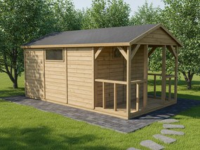 nejzahradnidomek.cz - Doporučená sestava zahradní domek Viola s terasou - Premium, barva natur, (2,7 × 5,2 m), VIOLA_KOM2