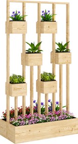 Outsunny dřevěný vyvýšený truhlík s mřížkou, 90 × 45 × 170 cm — truhlík pro popínavé rostliny, balkon a terasu | Aosom