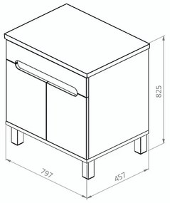 A-Interiéry Koupelnová skříňka pod deskové umyvadlo Ohio W 80 HD - ohio w 80 hd