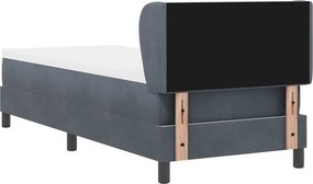 Postel s boxspringem s čelo Tmavě šedá 80 x 200 cm samet 3340413