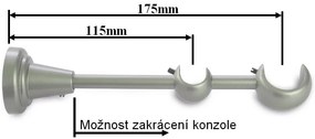 GARNÝŽE-HEBR Garnýž Žezlo stříbrná mat dvojitá 100 cm