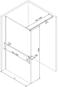 Mexen Kioto+, sprchová zástěna Walk-In s poličkou a věšákem 140 x 200 cm, 8mm čiré sklo-námraza, grafitový profil, 800-140-121-95-35
