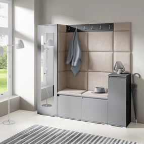 Eka Předsíňová stěna s čalouněnými panely Trinity 28 - Grafit / Tmavá béžová 2305