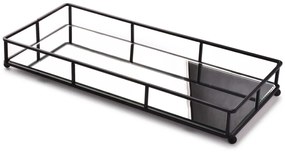Obdélníkový dekorativní podnos CEDRIC 36 cm se zrcadlem černý
