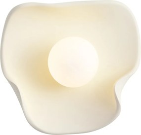 Nástěnná lampa Japandi krémová s bílým sklem - Parel