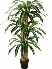 Umělá Dracaena Outsunny 160 cm s květináčem - Umělá rostlina s 66 mechem pokrytými listy pro zahradu, balkon, kancelář nebo obývací pokoj Ø20x160 cm Z
