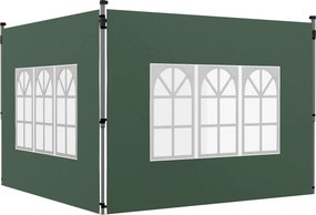 Outsunny sada 2 bočních panelů pro altán 3x3/3x4 m, boční stěna s oknem, voděodolná zelená barva
