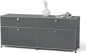 Tchibo - Kovová odkládací skříňka »Cn3« se 2 výklopnými dvířky a 2 zásuvkami - barva: šedá