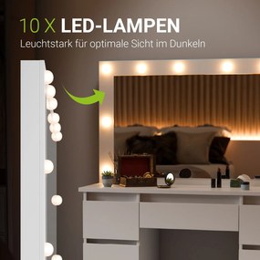 Juskys Toaletní stolek Lilia se zrcadlem a LED osvětlením Provedení: se stoličkou Melly