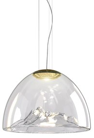 Axolight Mountain View, designové svítidlo z foukaného čirého skla / zlatá, 16W LED stmívatelné, prům. 55cm
