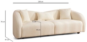 Designová 3-místná sedačka Wiley 236 cm krémová