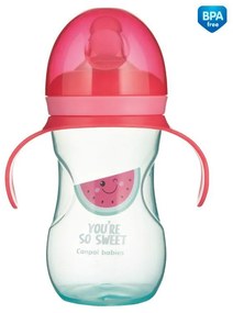 Canpol babies Tréninkový hrníček se silikonovým pítkem a úchyty So cool 270 ml Meloun