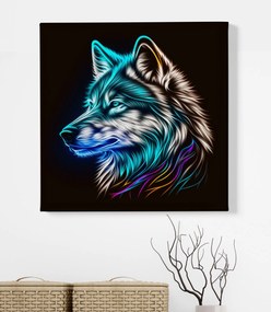 Obraz na plátně - Modro-bílý vlk, hlava FeelHappy.cz Velikost obrazu: 100 x 100 cm