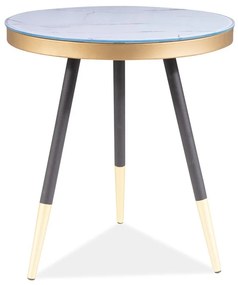 Konferenční stolek VEGA C bílý mramor/černá/zlatá