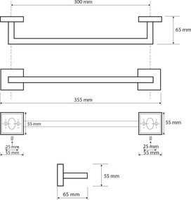 Sapho, X-SQUARE držák ručníků 350mm, chrom, XQ401