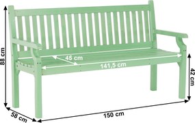 Kondela Dřevěná zahradní lavička, neo mint, 150 cm, KOLNA