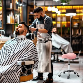 HOMCOM Výškově nastavitelná stolička 49-61 cm pracovní stolička 360° otočná stolička kancelářská stolička pro kancelář, salon, masáž, spa Růžová