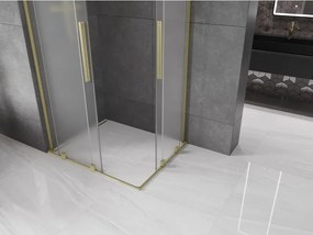 Mexen Velar L Duo, sprchový kout s posuvnými dveřmi 100 x 90 cm, 8mm sklo námraza, zlatá matná, 871-100-090-02-33-55