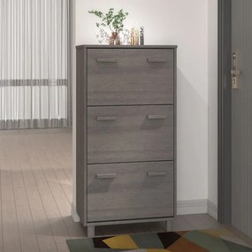 Botník HAMAR světle šedý 59,5 x 35 x 117 cm masivní borovice 340515