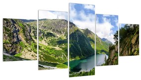 Obraz horské krajiny s jezerem (150x80 cm)