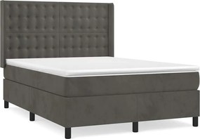 Box spring postel s matrací tmavě šedá 140x200 cm samet 3132922