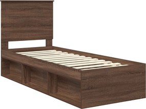 Rám postele s čelo Hnědý dub 75 x 190 cm Masivní borové dřevo 3411079