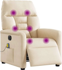 Elektrické masážní polohovací křeslo béžové látka z mikrovlákna 3303085