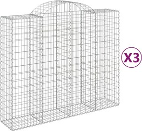 Klenuté gabionové koše 3 ks 200x50x160/180cm pozinkované železo 3146384