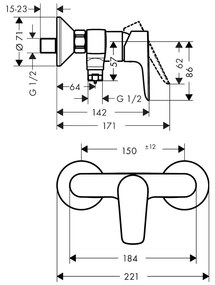 Hansgrohe Talis E - Páková sprchová baterie na stěnu, matná bílá 71760700