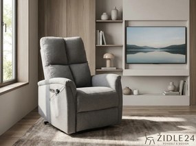 Elektrické polohovací TV křeslo ANTE - šedá látka
