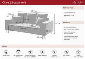 MUZZA Třímístná pohovka chloe 204 cm béžová