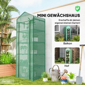Mini skleník na květiny nebo zeleninu, ocel, plast, 69L x 49W x 193H cm, zelený