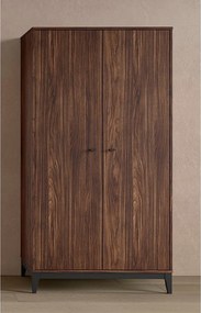 Šatní skříň v dekoru ořechu v tmavě přírodní barvě 100x190,5x55 cm Ilyas – Vipack