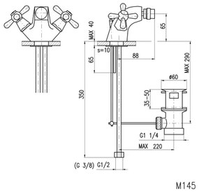 RAV Slezák MK145.0 - Bidetová baterie + výpusť MORAVA 6,5 cm lesklý chrom
