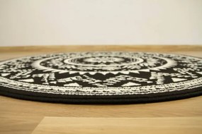 Koberec kruh Luna 503493/50944 Rozeta Etno černý / krémový