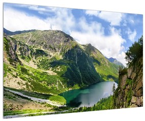 Obraz horské krajiny s jezerem (90x60 cm)