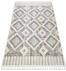 koberec SEVILLA Y523C diamanty šedá / žlutá střapce, Berber, Maro velikost 180x270 cm | krásné koberce cz