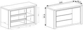 Komoda 1D3S LABRO dub ribbeck/bílá lesk