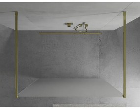 Mexen Kioto, průchozí sprchová zástěna 120 x 200 cm, 8mm sklo námraza, 2x zlatá stabilizační rozpěra, 800-120-002-50-30