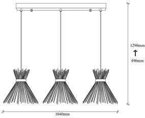 Lustr na lanku KIRPI 3xE27/40W/230V zlatá