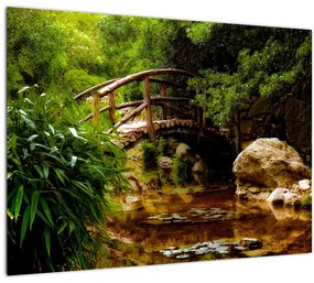 Skleněný obraz - Most přes říčku (70x50 cm)