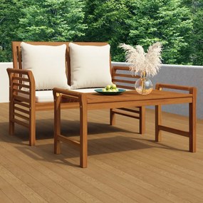 vidaXL 2dílná zahradní sedací souprava krémové podušky masivní dřevo [312142] Barva polštáře: Krémová bílá
